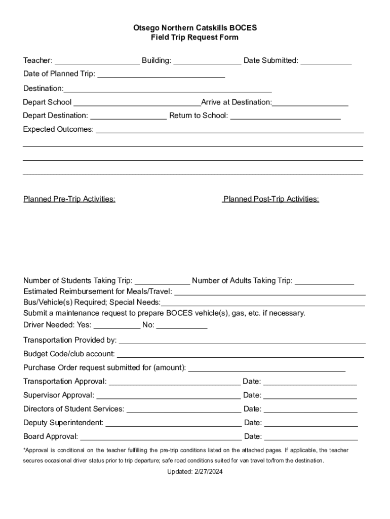 Fillable Online Field Trip Request Form Fax Email Print - pdfFiller