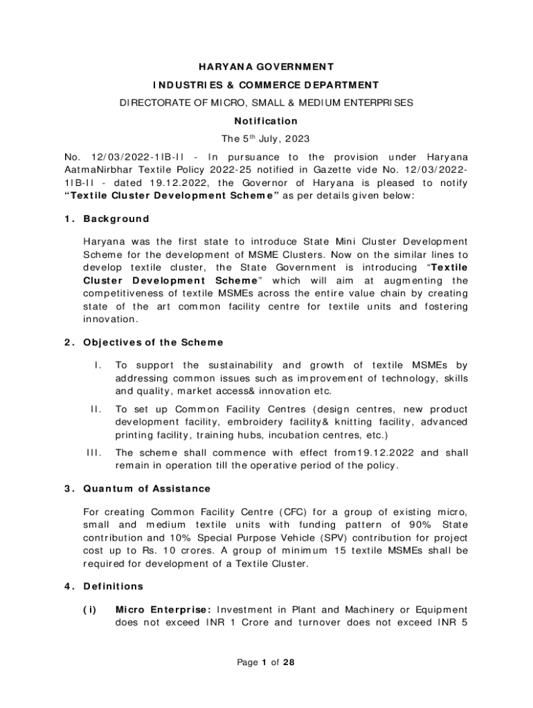 Fillable Online Textile Cluster Development Scheme Notification Fax ...
