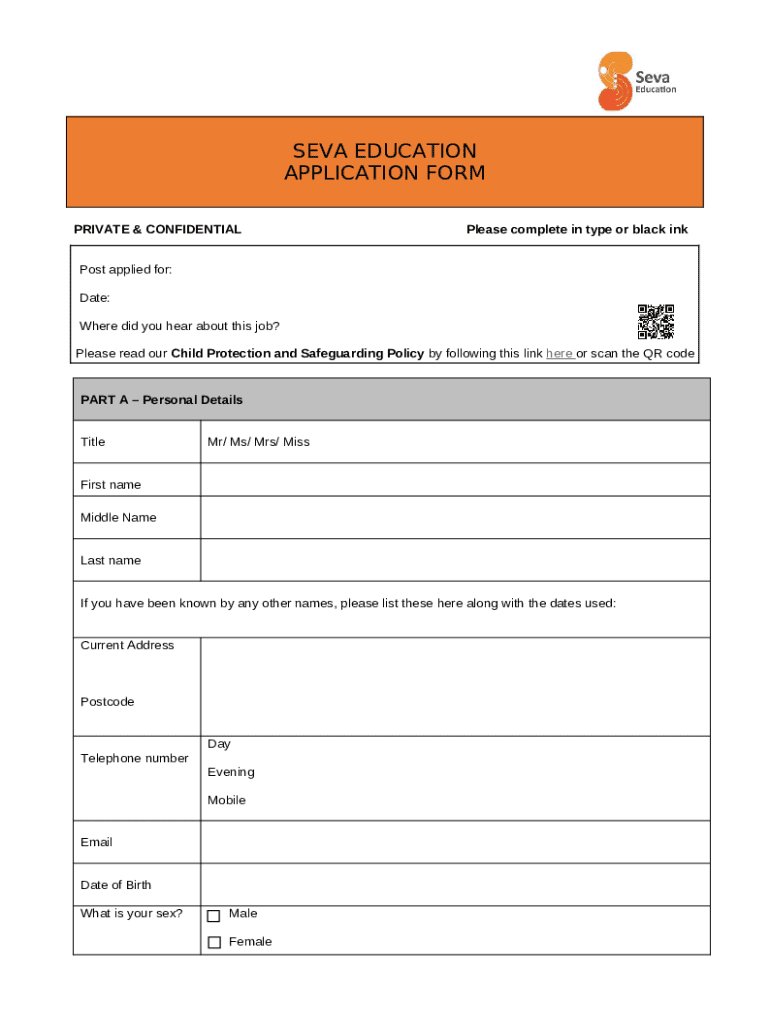 Seva Education Application Doc Template | pdfFiller