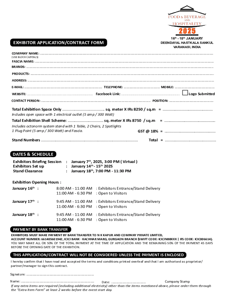 Fillable Online Exhibitor Application for Food & Beverage and ...