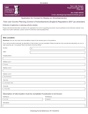 Fillable Online Application for Consent to Display an Advertisement(s ...