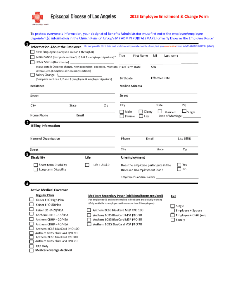 Fillable Online Employee Enrollment & Change Form Fax Email Print ...