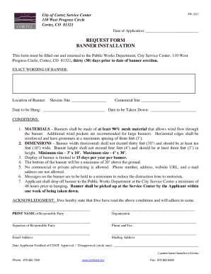 Fillable Online Banner Installation Request Fax Email Print - pdfFiller