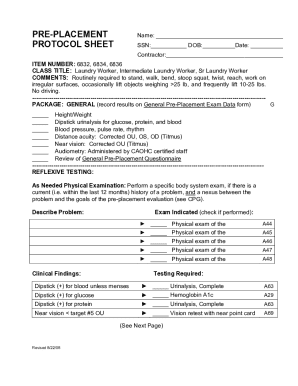 Fillable Online Pre-placement Health Evaluation Form Fax Email Print ...