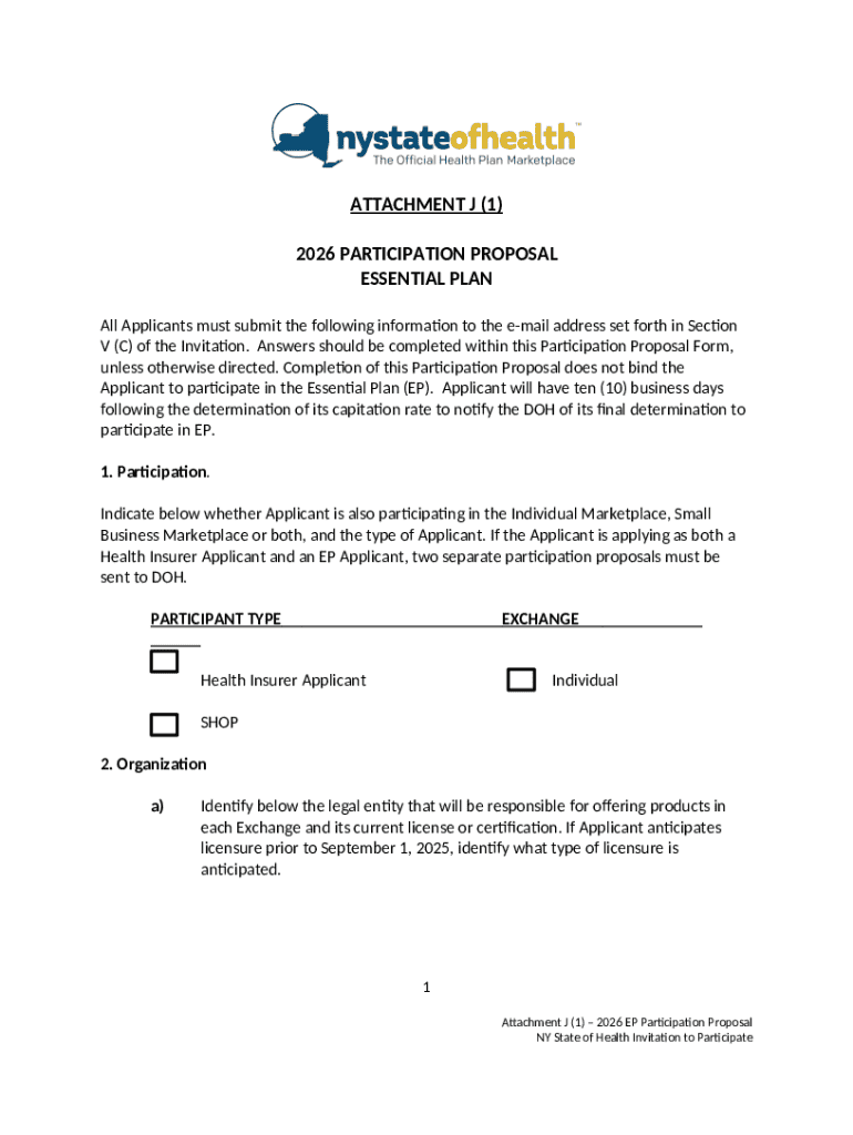 2026 Participation Proposal Essential Plan Doc Template | pdfFiller