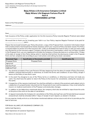 Fillable Online Bajaj Allianz Life Magnum Fortune Plus Iii Policy ...