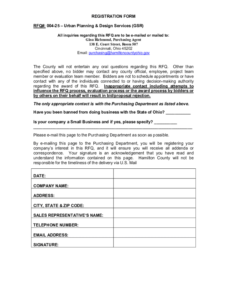 Fillable Online Registration Form for Urban Planning & Design Services ...