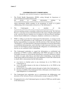 Fillable Online Confidentiality Undertaking for Advisory Process ...