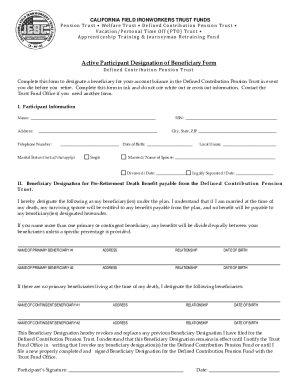 Fillable Online Beneficiary Designation for Defined Contribution ...