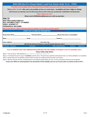 Fillable Online Lead-free Ammo Order Form - Utah Fax Email Print ...