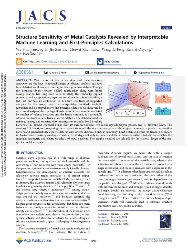 Fillable Online Structure Sensitivity of Metal Catalysts Revealed by ...