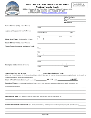 Fillable Online Right of Way Use Information Form Fax Email Print ...