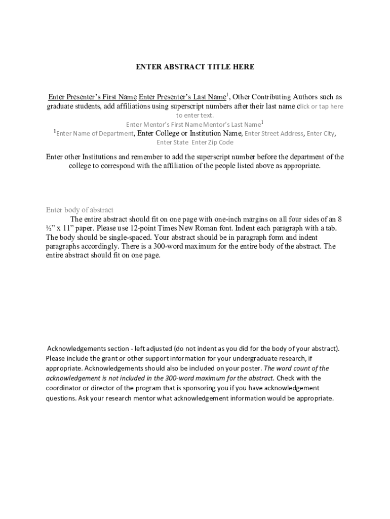Fillable Online Research Abstract Submission Fax Email Print - pdfFiller