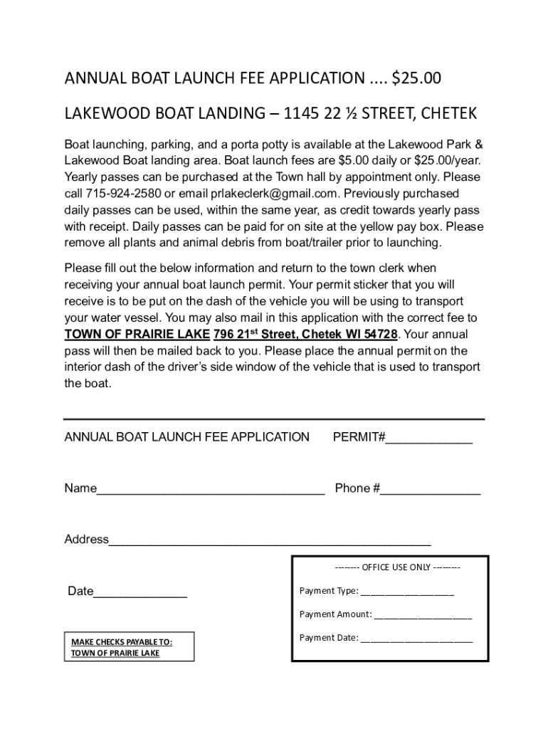 Fillable Online Boat Launch Fee Application Fax Email Print - pdfFiller