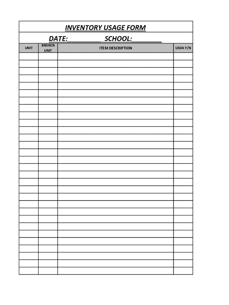 Ausfüllbares Online Inventory Usage Form Fax Email Druck - pdfFiller