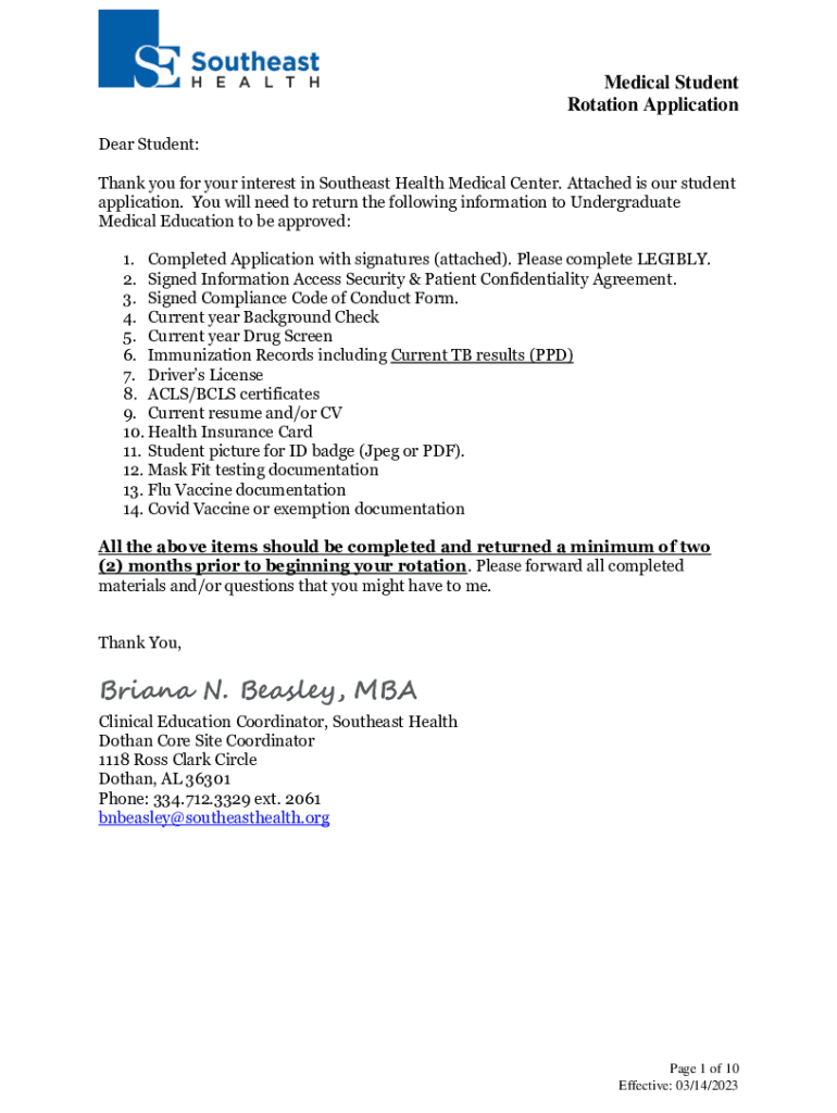 Fillable Online Medical Student Rotation Application Fax Email Print - pdfFiller