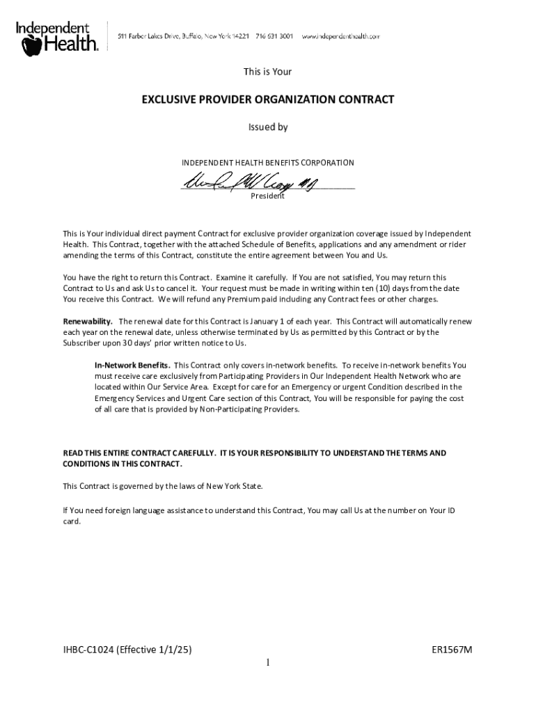 Fillable Online Exclusive Provider Organization Contract Fax Email ...