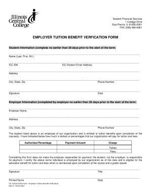 Fillable Online Employer Tuition Benefit Verification Form Fax Email ...