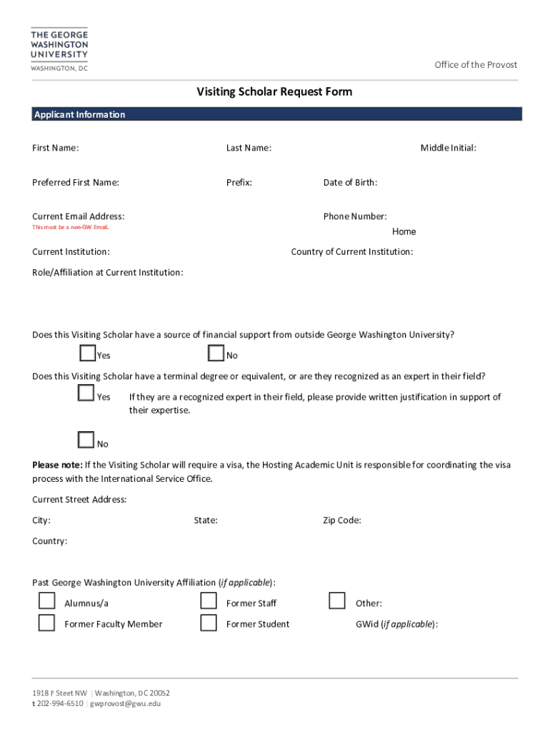 Fillable Online Visiting Scholar Request Form Fax Email Print - pdfFiller