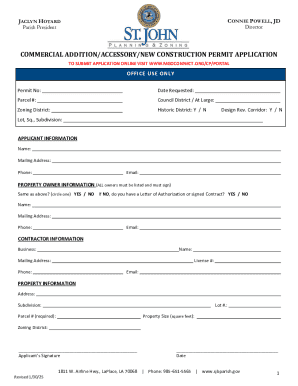 Fillable Online Commercial Addition/accessory/new Construction Permit ...