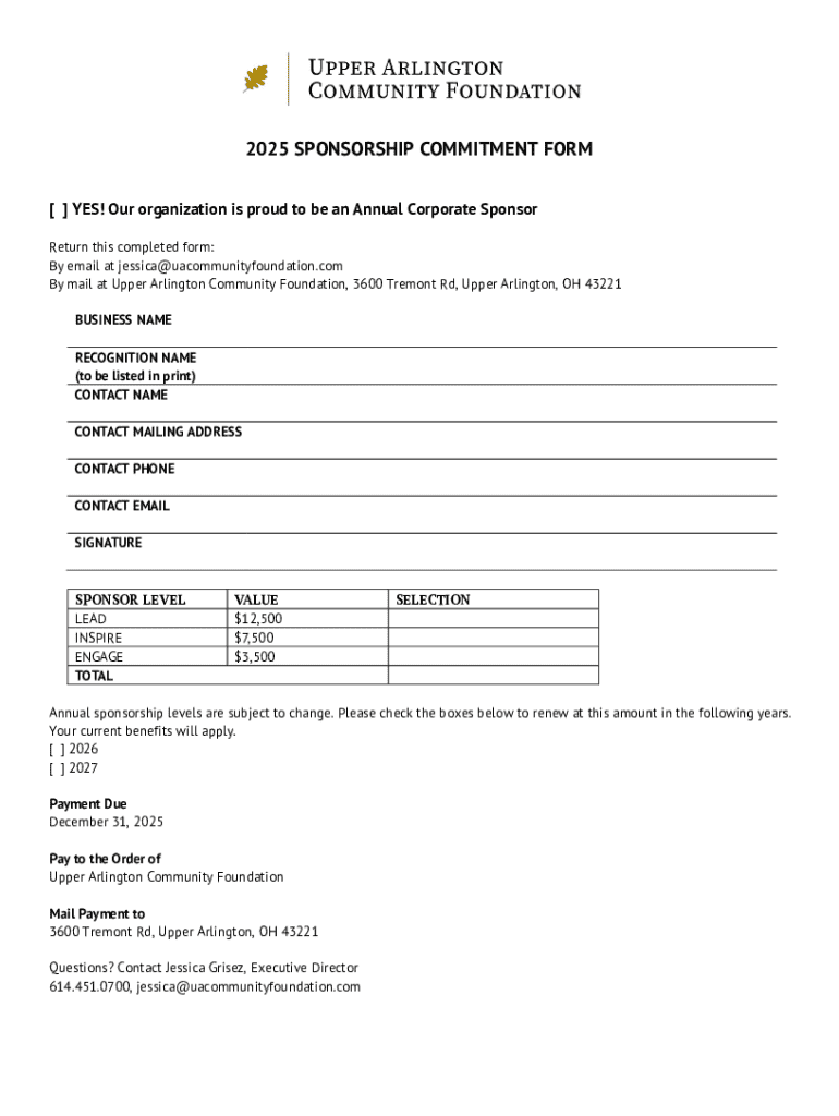 Fillable Online Sponsorship Commitment Form Fax Email Print - pdfFiller