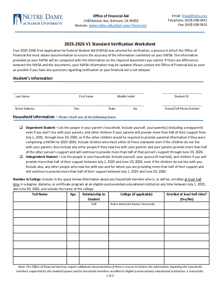 Fillable Online V1 Standard Verification Worksheet Fax Email Print - pdfFiller