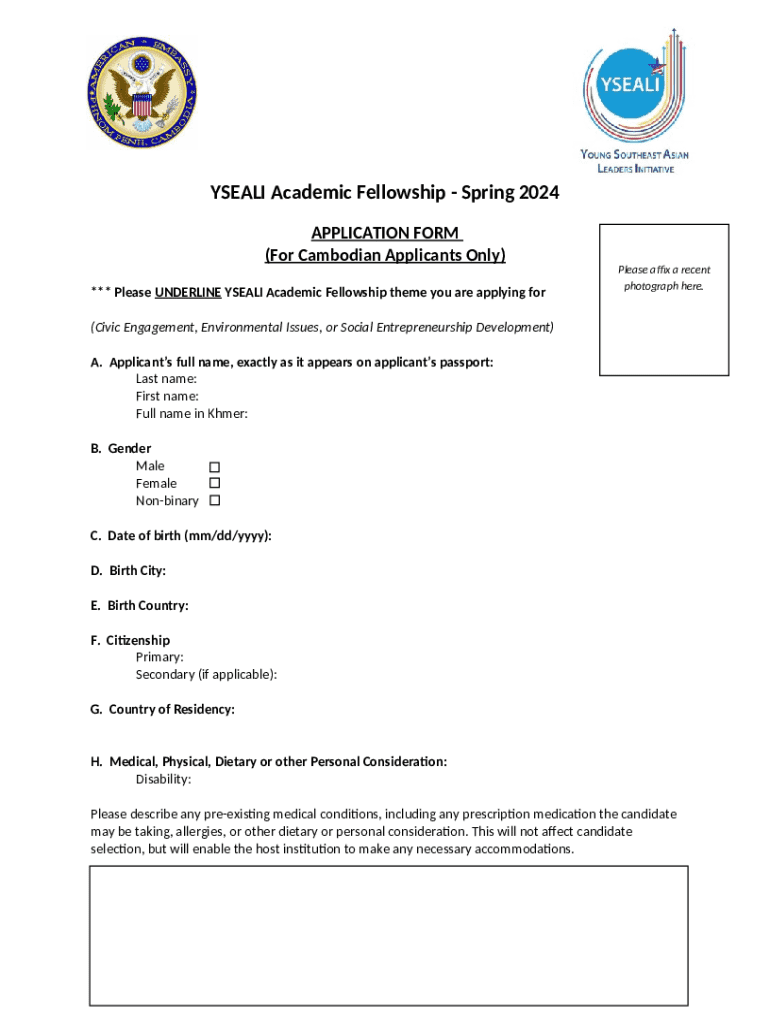 Yseali Academic Fellowship - Spring 2024 Application Doc Template ...
