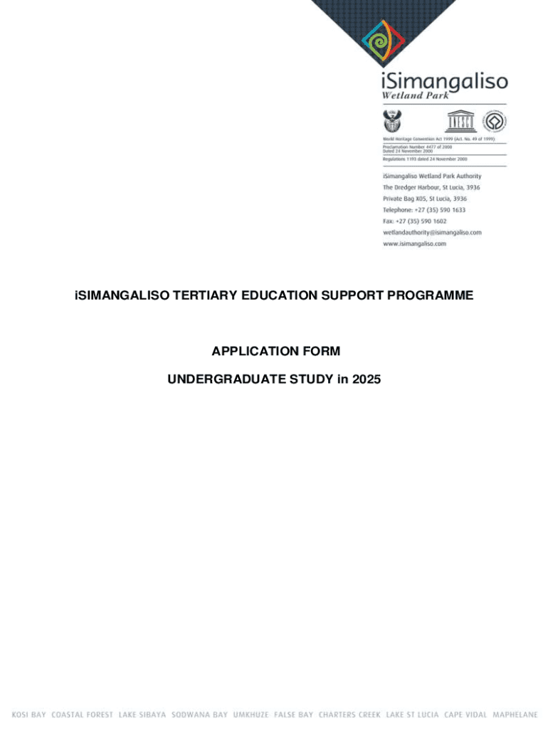 Fillable Online Isimangaliso Tertiary Education Support Programme ...