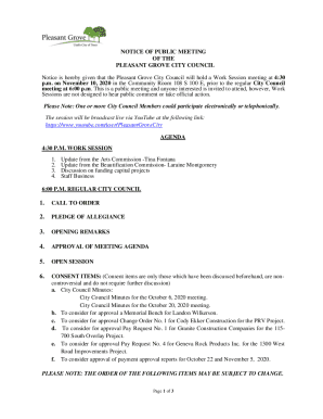 Fillable Online Public Meeting Notice for Pleasant Grove City Council ...