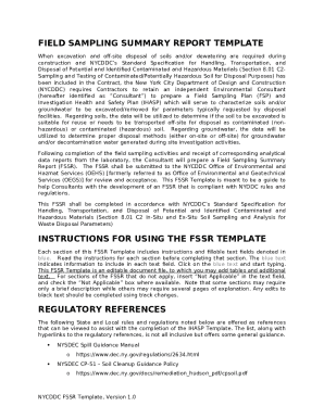 Field Sampling Summary Report Template Doc Template | pdfFiller