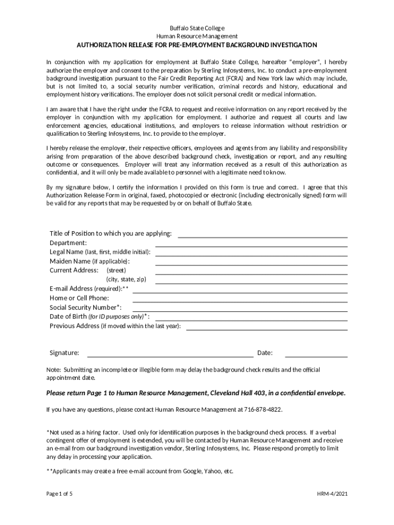 Background Investigation Authorization Doc Template | pdfFiller