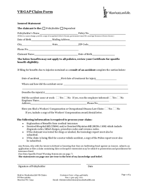 Fillable Online Vb Gap Claim Form Fax Email Print - pdfFiller