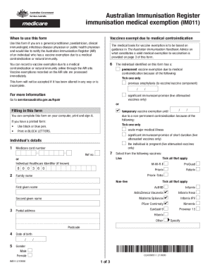 Fillable Online Australian Immunisation Register - Immunisation Medical ...