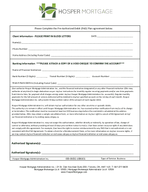 Fillable Online Pre-authorized Debit (pad) Plan Agreement Form Fax Email Print - pdfFiller