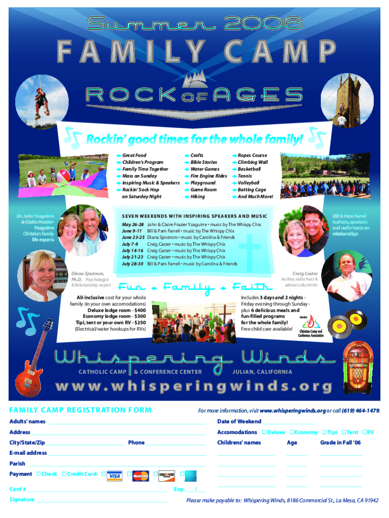 Fillable Online Whispering Winds Family Camp Registration Fax Email ...