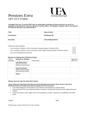 Pensions Extra Opt-out Doc Template | pdfFiller
