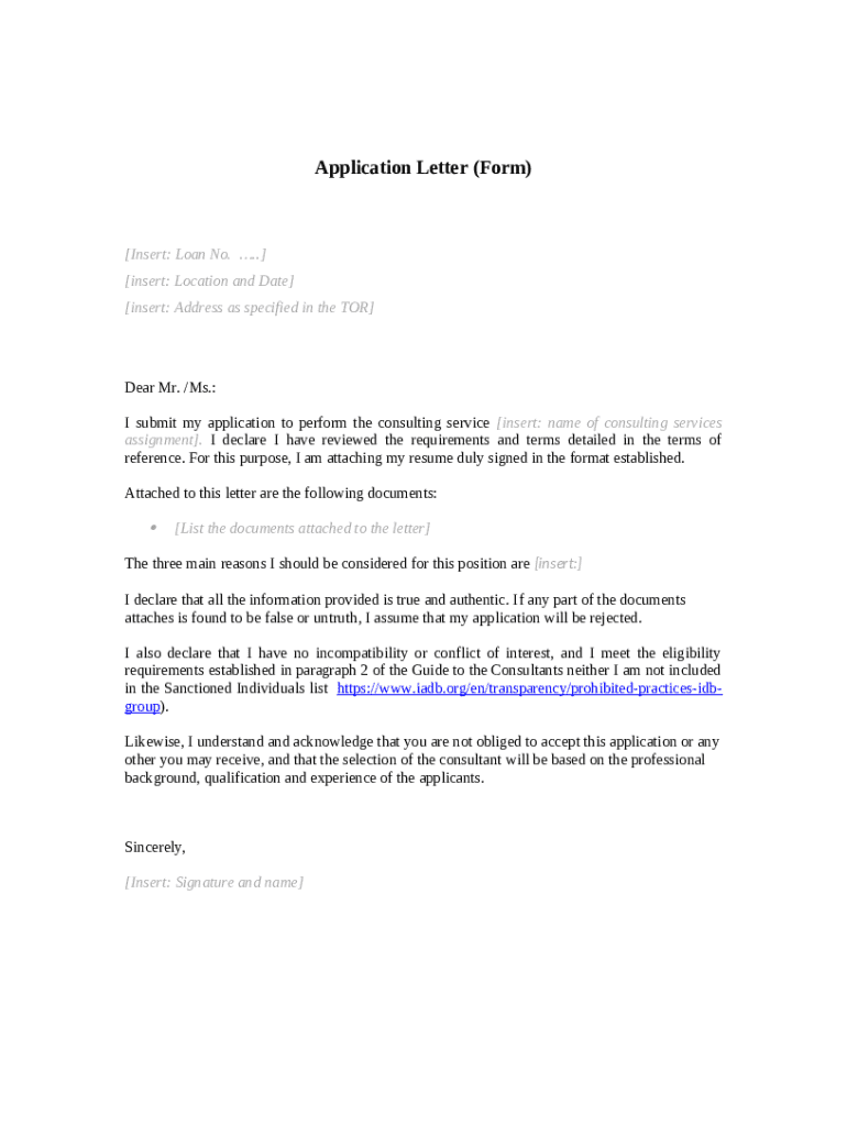 Application Letter () Doc Template | pdfFiller