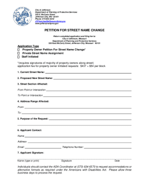 Fillable Online Petition for Street Name Change Fax Email Print - pdfFiller