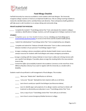 Fillable Online Food Allergy Checklist for Students Fax Email Print ...