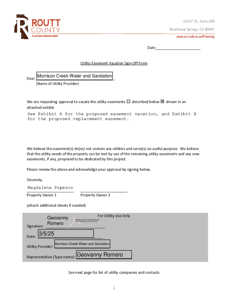 Fillable Online Utility Easement Vacation Sign-off Fax Email Print ...