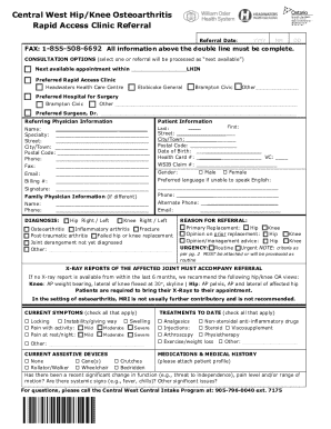 Fillable Online Hip/knee Osteoarthritis Referral Form Fax Email Print ...
