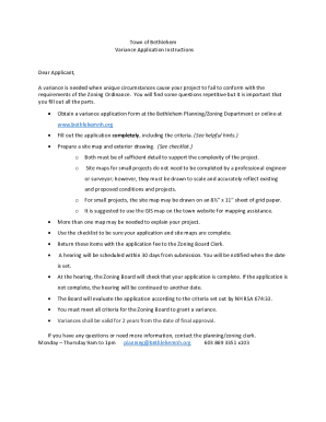 Fillable Online Variance Application Instructions Fax Email Print ...