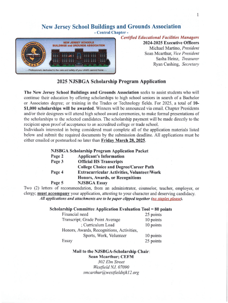 Fillable Online Njsbga Scholarship Program Application Fax Email Print - pdfFiller