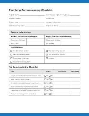 Fillable Online Plumbing Commissioning Checklist Fax Email Print - pdfFiller