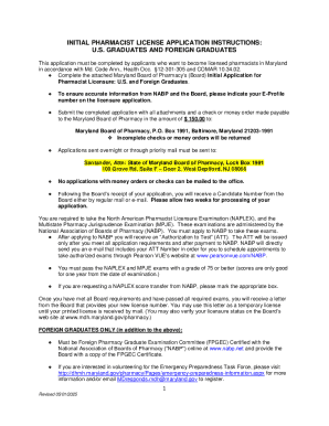 Fillable Online Initial Pharmacist License Application Instructions Fax ...