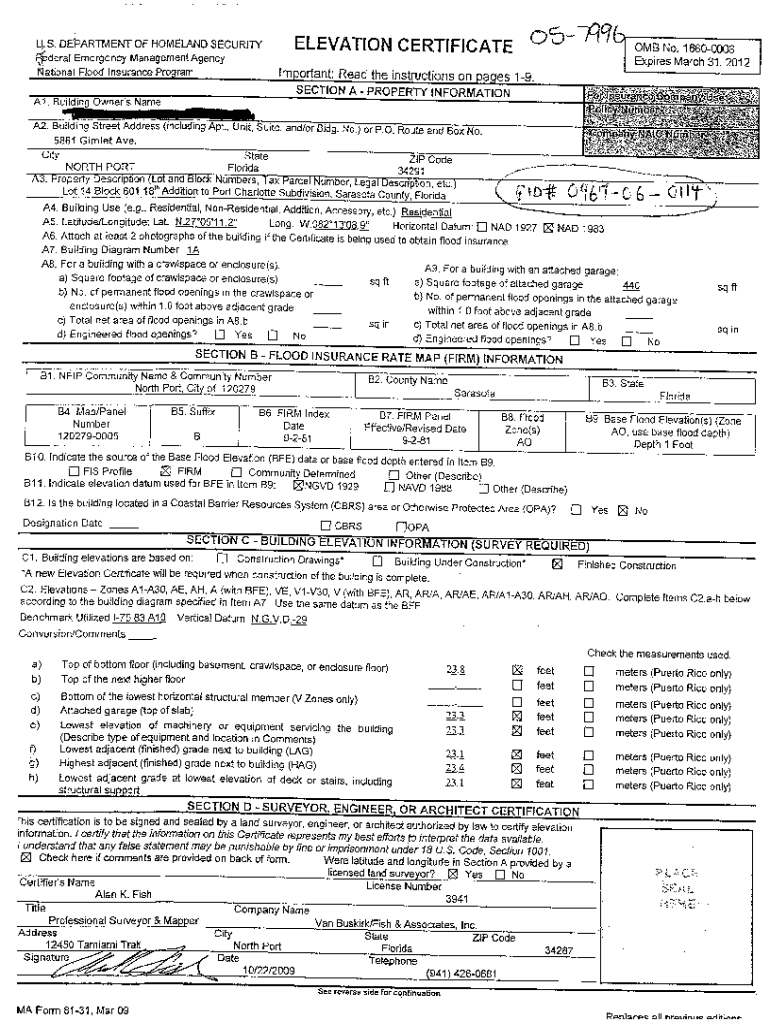 Fillable Online Fema Elevation Certificate Fax Email Print - pdfFiller