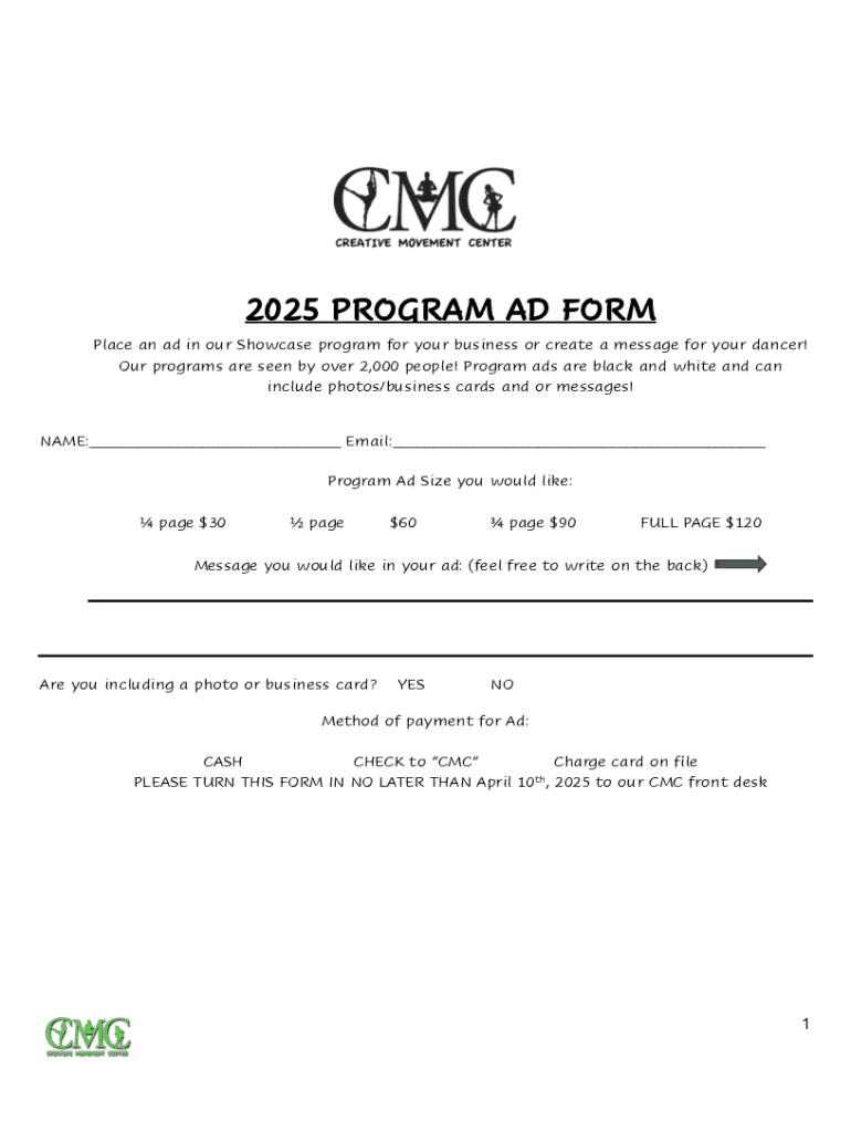 Fillable Online Program Ad Form Fax Email Print - pdfFiller