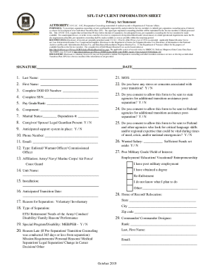 Fillable Online Sfl-tap Client Information Sheet Fax Email Print ...