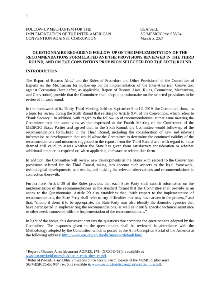 Follow-up Mechanism for the Oea/ser.l Implementation of the Inter-american Convention Against ...