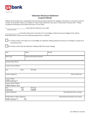 Fillable Online Odometer Disclosure Statement Fax Email Print - pdfFiller